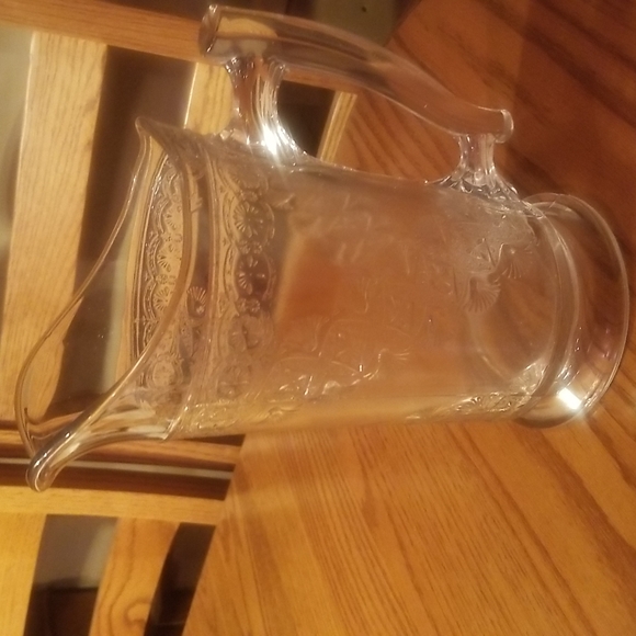 None | Dining | Vintage Pressed Glass Pitcher With Embossed Pattern ...